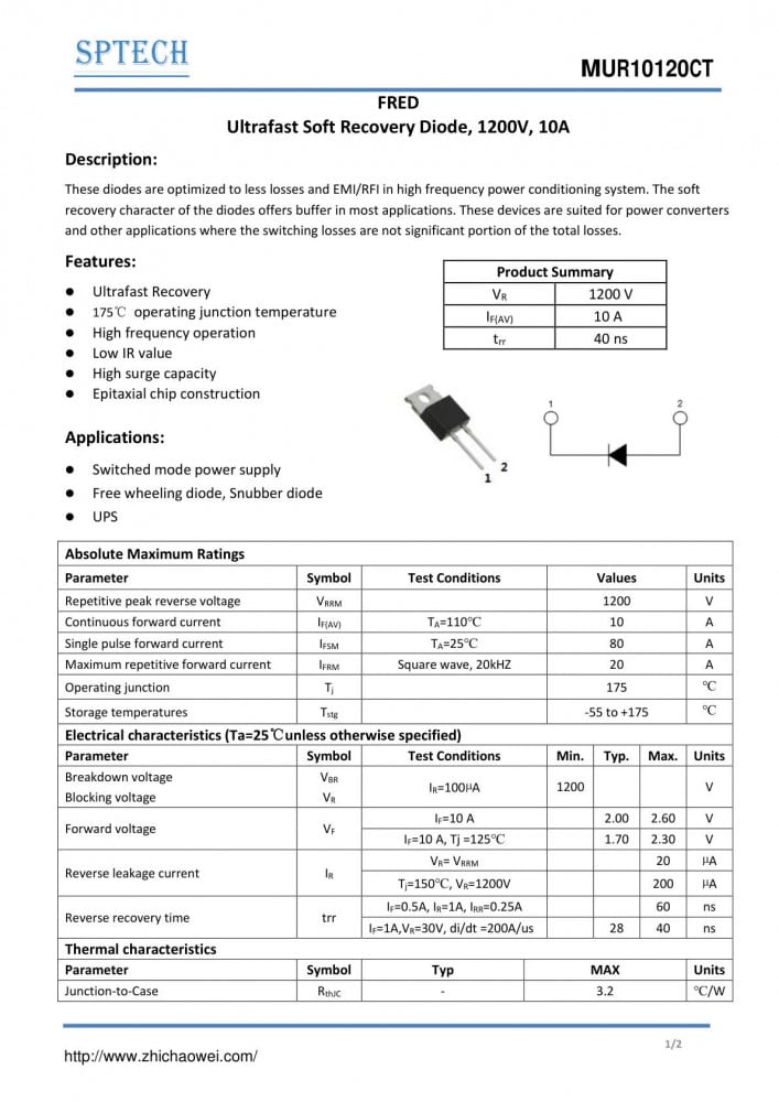 MUR10120CT datasheet page 1