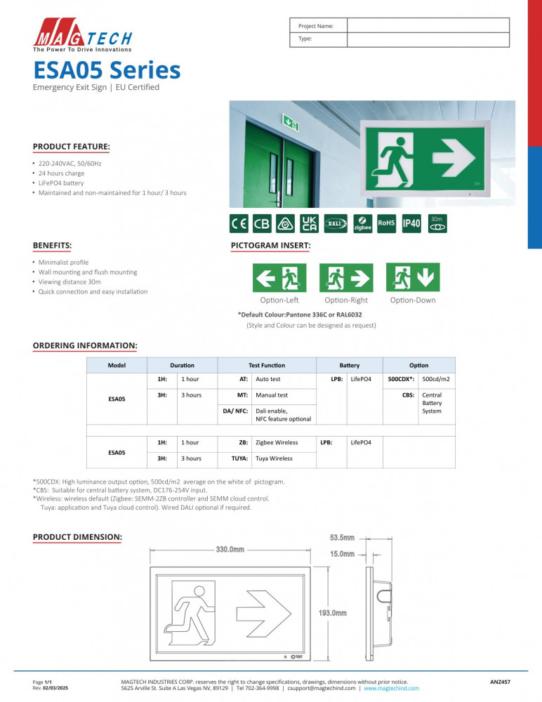 ESA05 Series product document preview