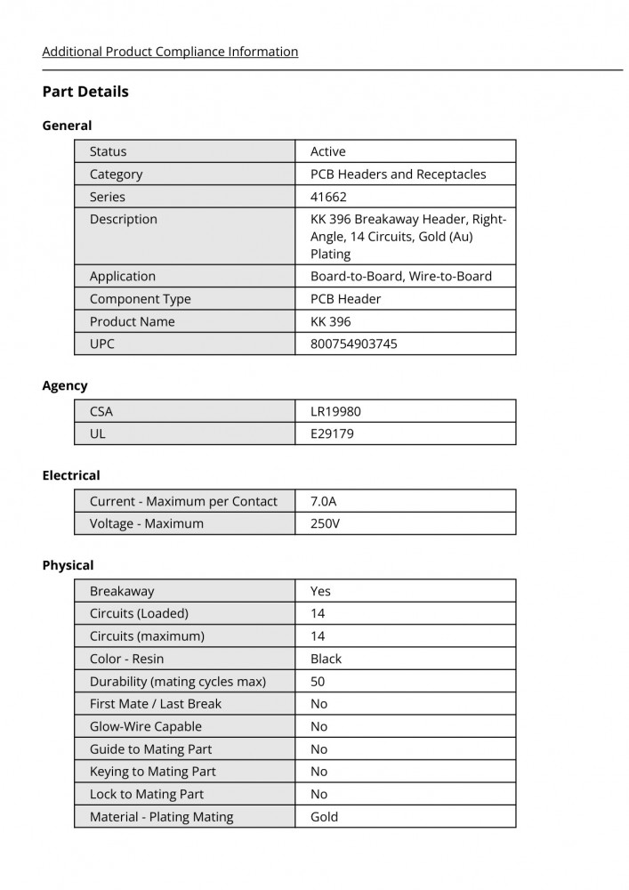 Technical document image 2 for MOLEX 26482142