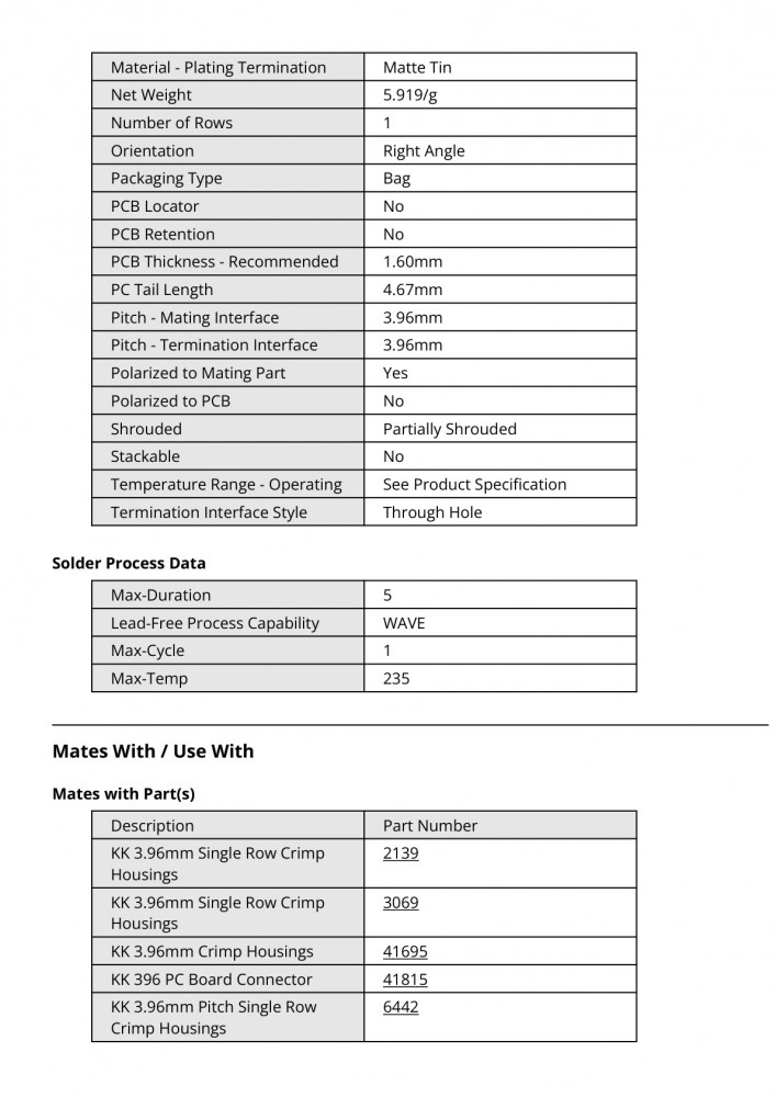Technical document image 3 for MOLEX 26482142