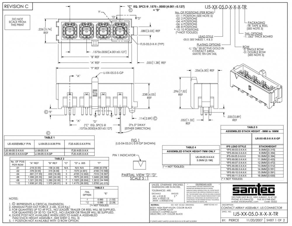 Samtec IJ5 technical drawing page 1