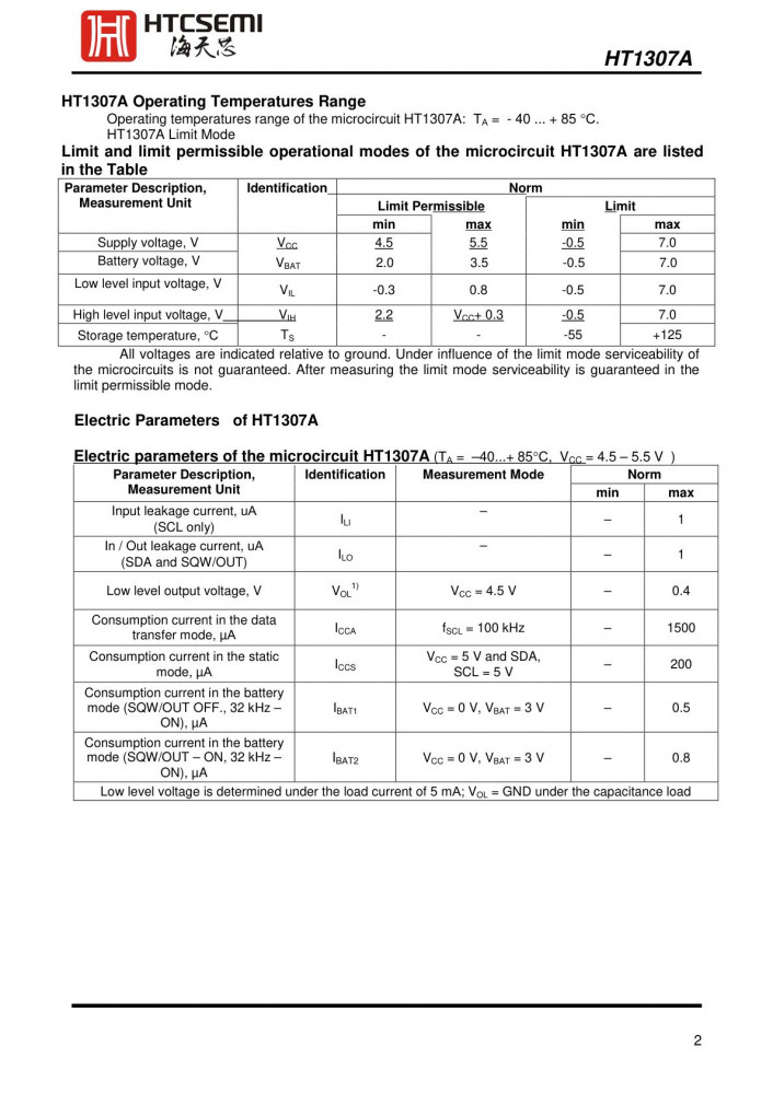 HT1307ARZ technical document page 2