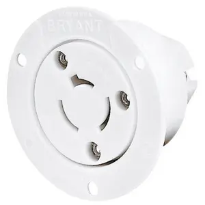 Locking Devices, Industrial, Female Connector Body, 20A 250V, 2-Pole 3-Wire Grounding, Non-NEMA, Screw Terminal, Black and White