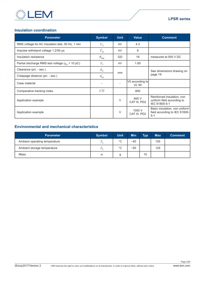 LPSR datasheet page 3