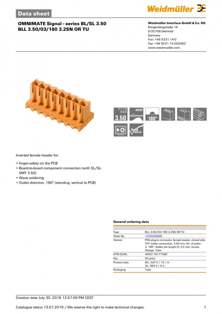 WEIDMULLER 1376320000 document page 1