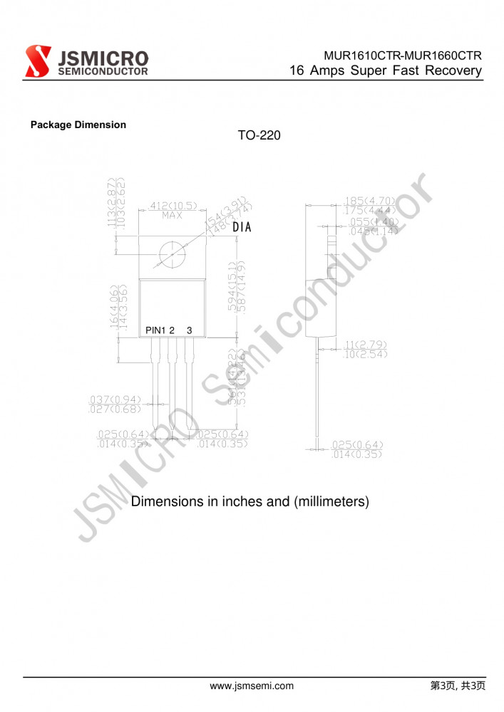 MUR1620CTRG datasheet page 3