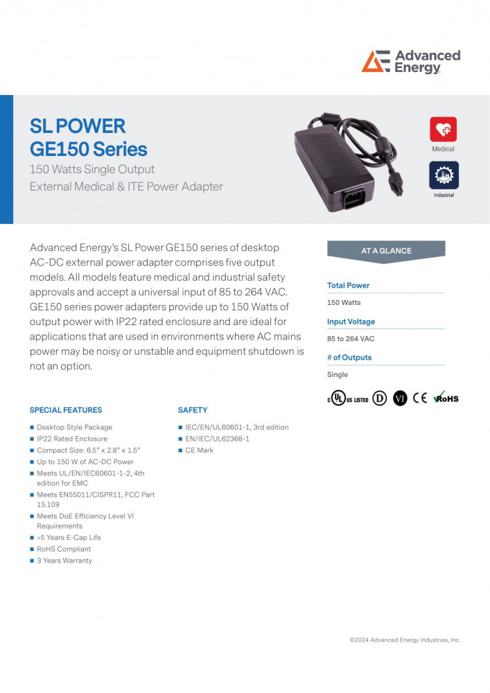 GE150 series datasheet page 1