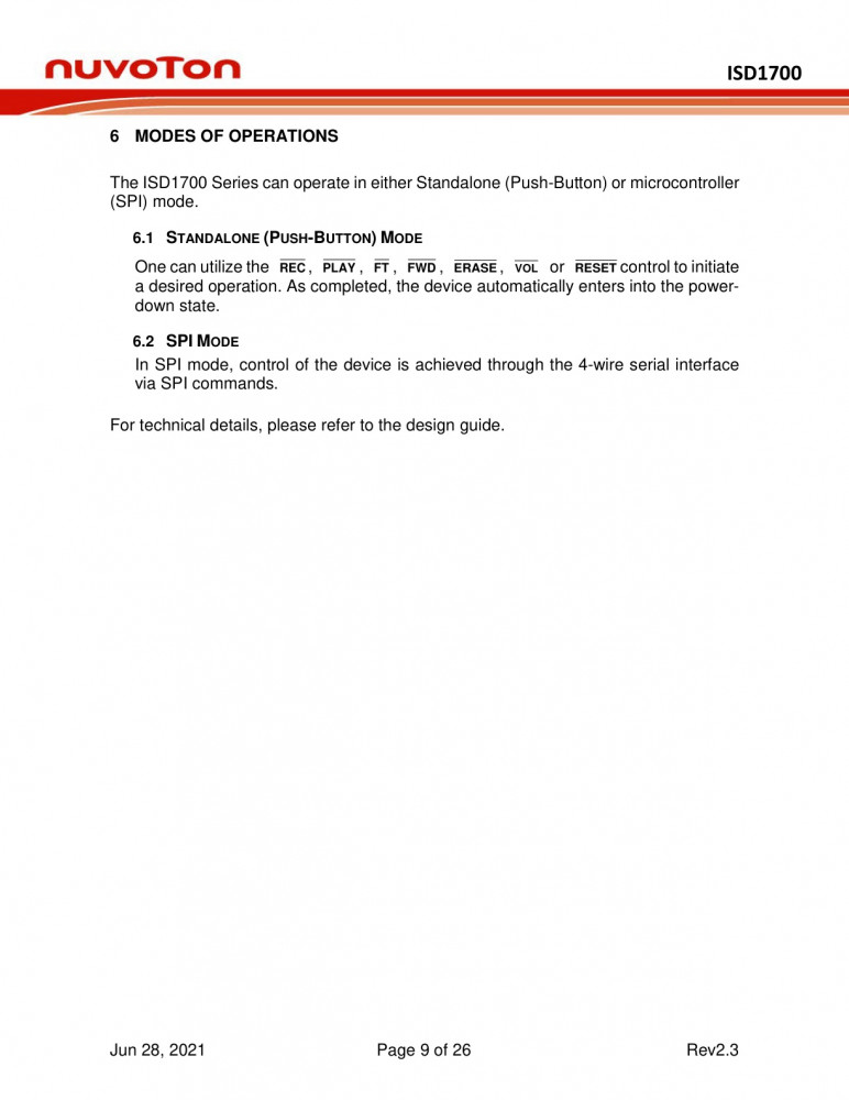 ISD1700 datasheet page 9
