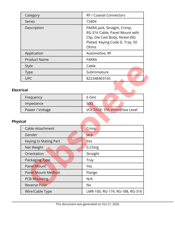 Technical document page 2 for product 734041243