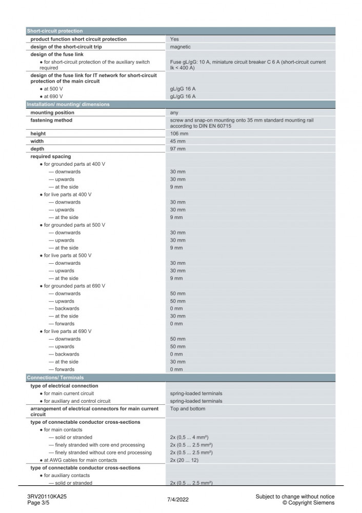 3RV20110KA25 technical document page 3