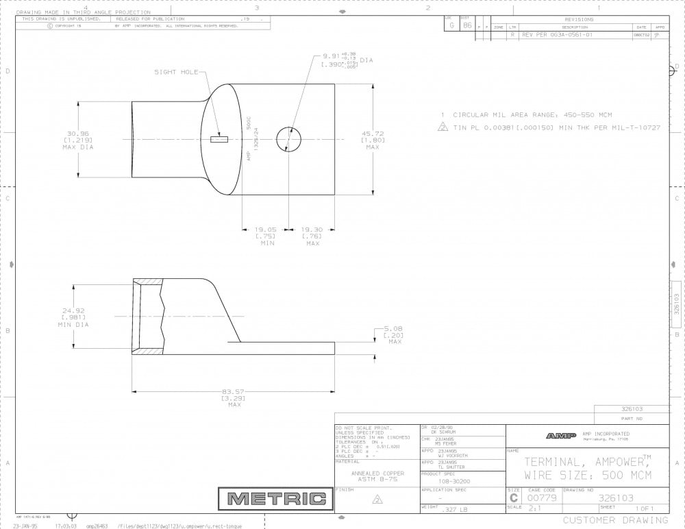 TE Connectivity 326103 product drawing preview