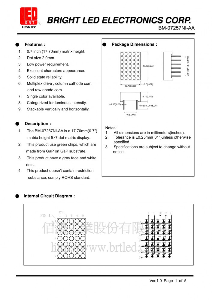 BM-07257NI-AA technical document page 1