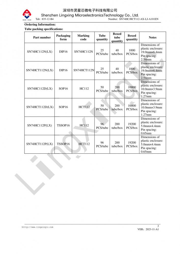 SN74HC112N(LX) datasheet page 4