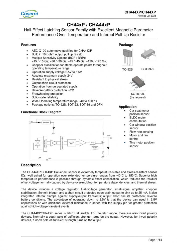 CH442PNSR datasheet page 1