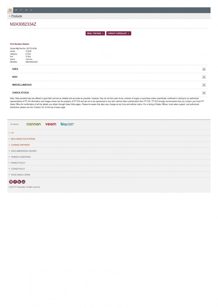 Product technical document image for model 130775-0038