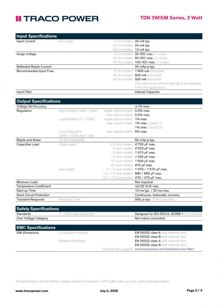 TDN 3WISM datasheet page 2