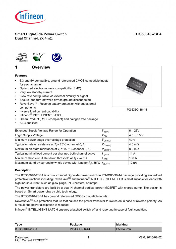 BTS50040-2SFA datasheet page 3