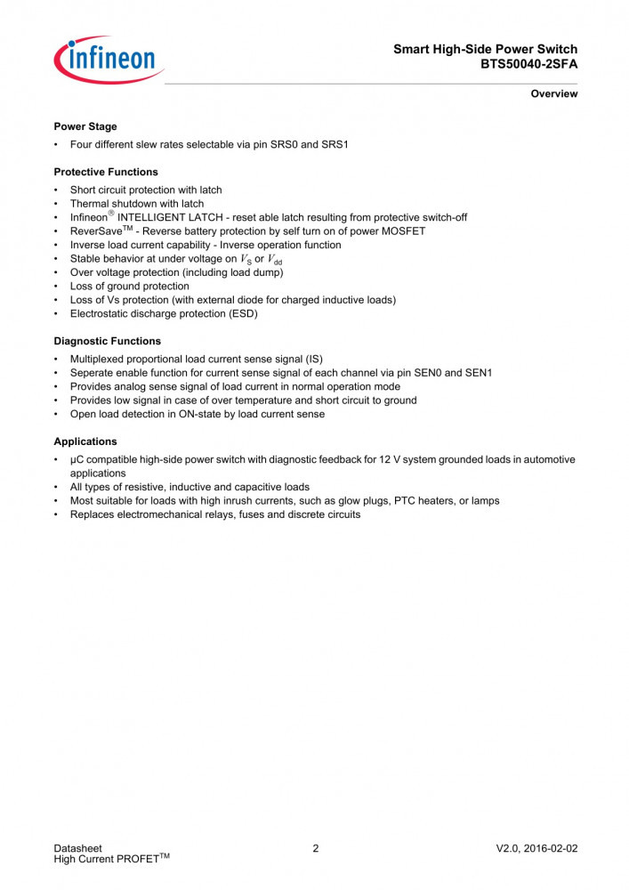 BTS50040-2SFA datasheet page 4