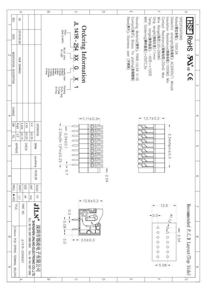 JILN JL141R-25407GA1 technical drawing