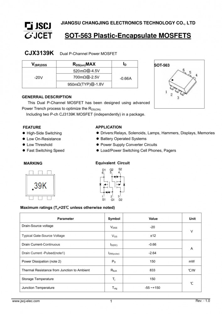 CJX3139K datasheet page 1