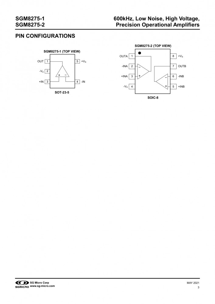 SGM8275 datasheet page 3