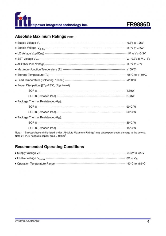 FR9886D datasheet page 4
