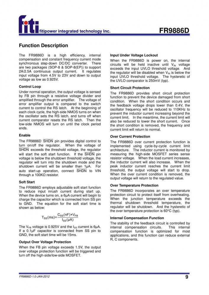 FR9886D datasheet page 9