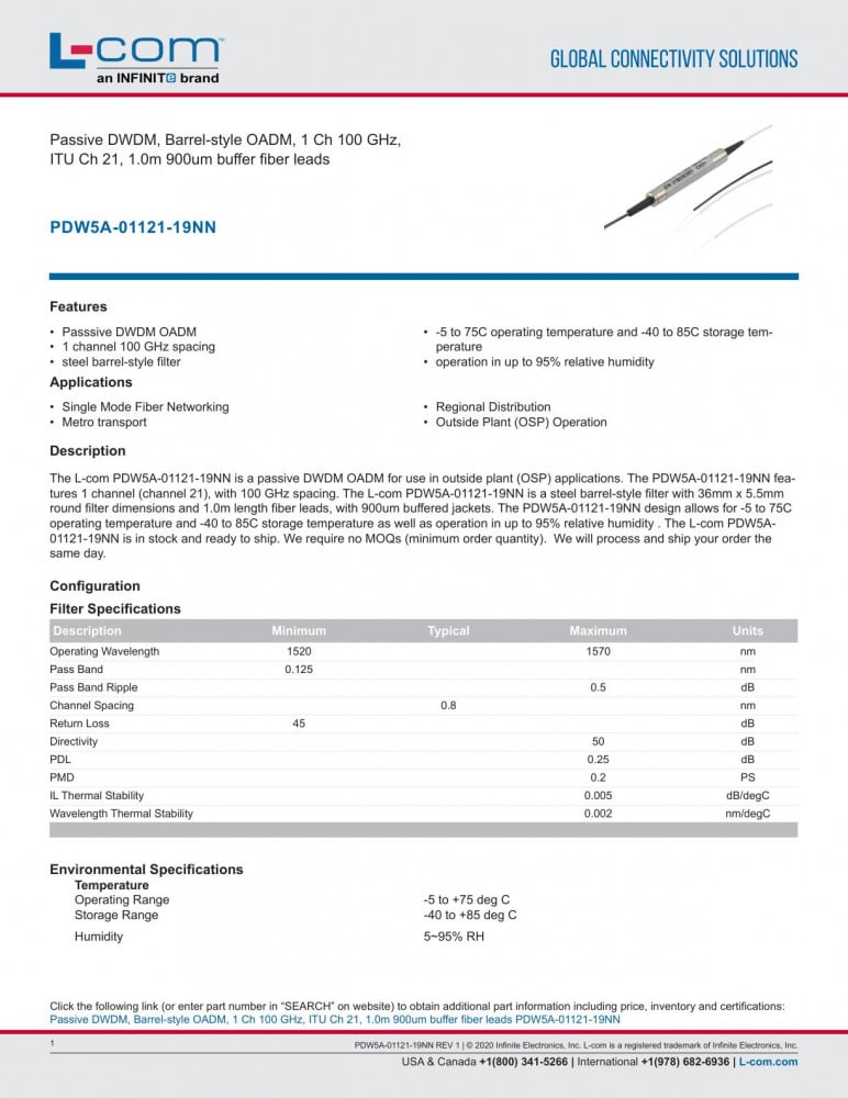 PDW5A-01121-19NN product datasheet page 1