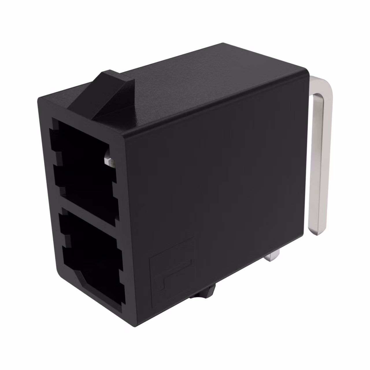 Mega-Fit Right-Angle Header, 5.70mm Pitch, Through Hole, Dual Row, 2 Circuits, Matte Tin (Sn) Plating, 3.60mm Tail Length, Glow-Wire Capable, Tape and Reel, Black for sale