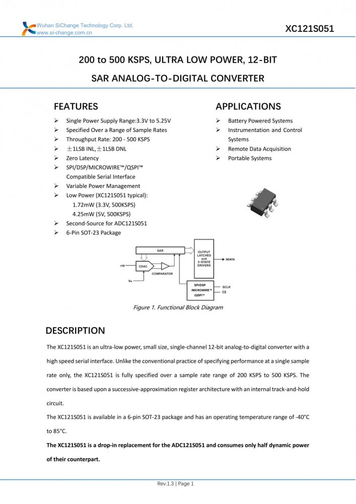 XC121S051 datasheet page 1