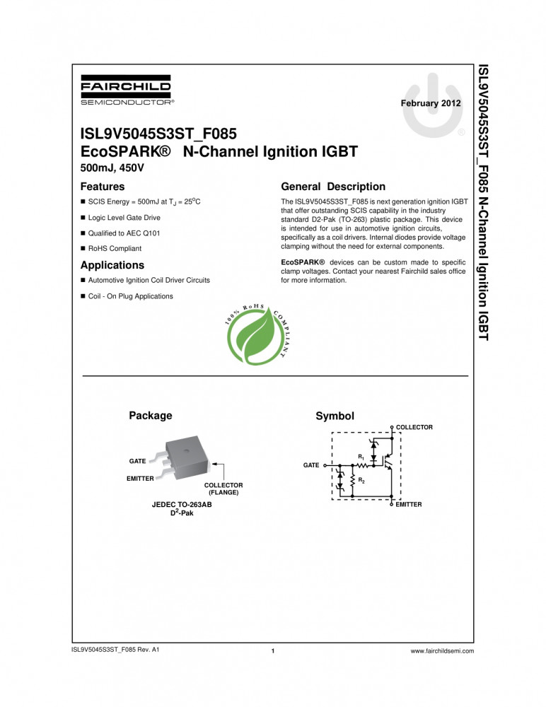ISL9V5045S3ST-F085 datasheet page 2