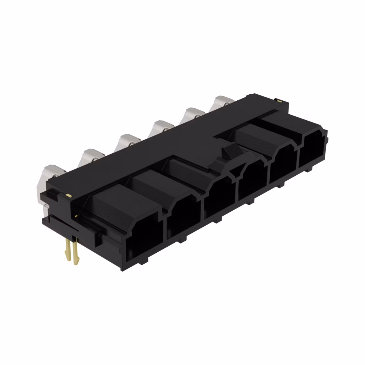 Mini-Fit Sr. Right-Angle Header, 10.00mm Pitch, Single Row, 6 Circuits, 3.50mm Tail Length, for 1.57mm PCB, Silver (Ag) Plating, with Clip for sale