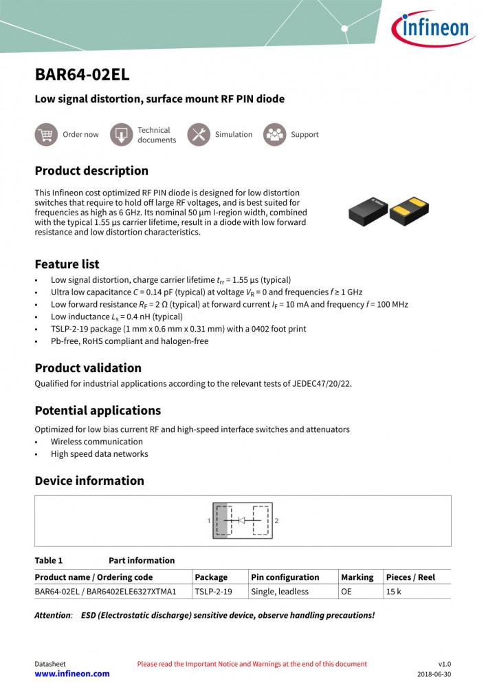 BAR6402ELE6327XTMA1 datasheet page 1