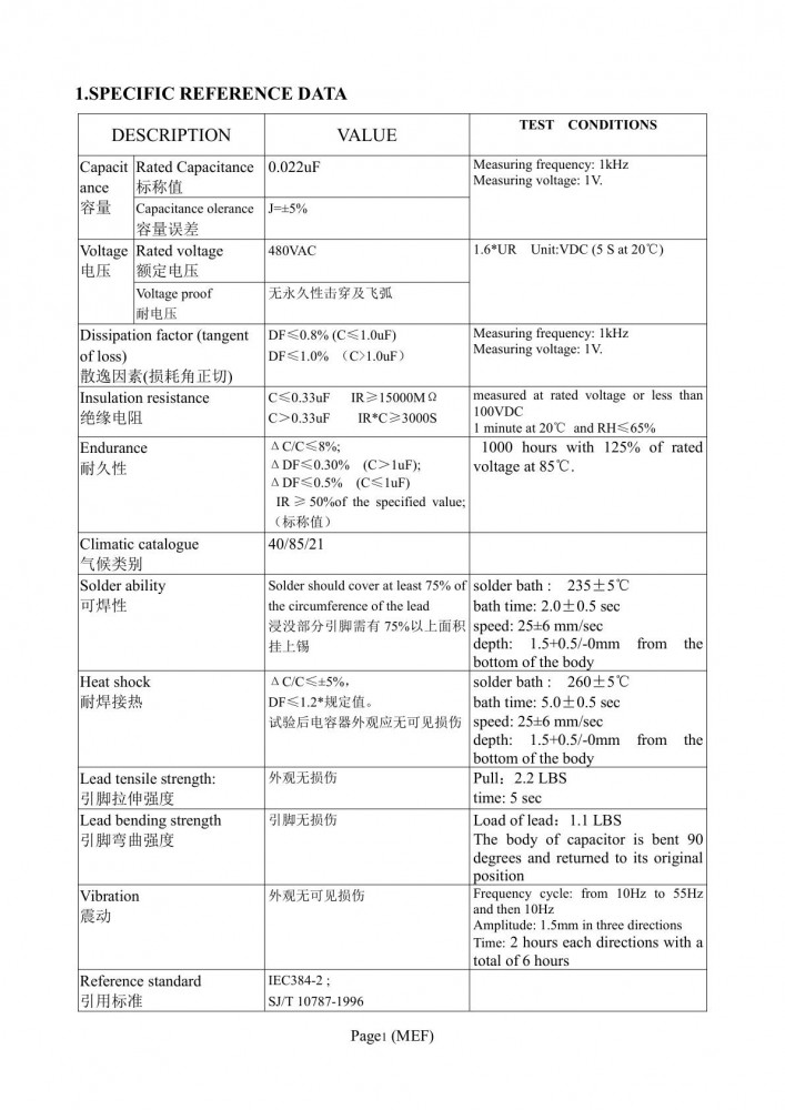 MEA223J480A01 specification page 2