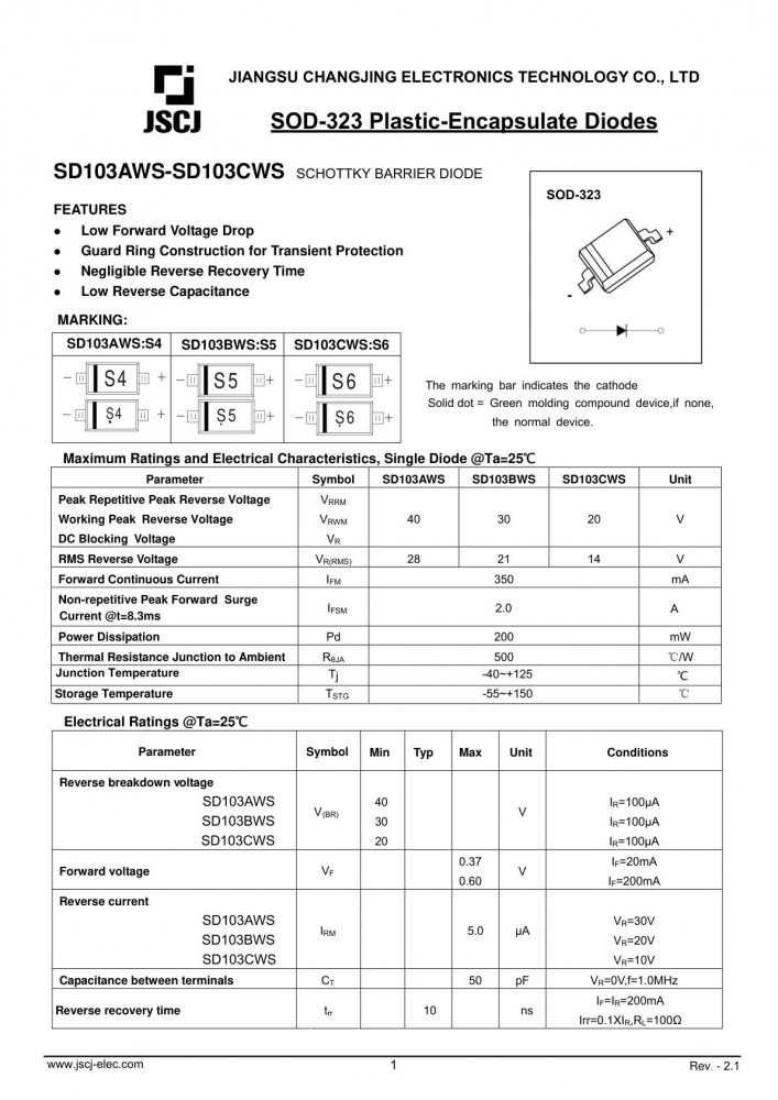 SD103CWS datasheet page 1