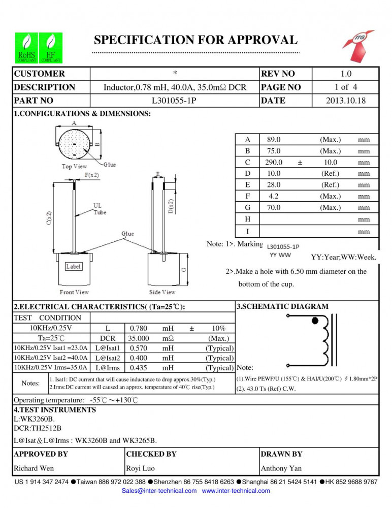L301055-1P datasheet page 1