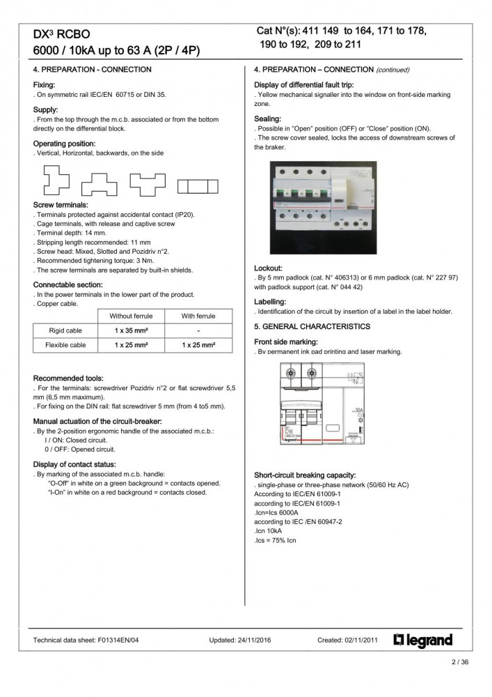 Legrand DX³ RCBO datasheet page 2