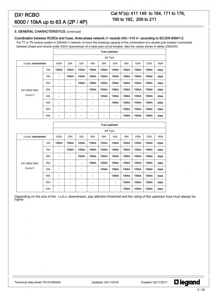 Legrand DX³ RCBO datasheet page 5