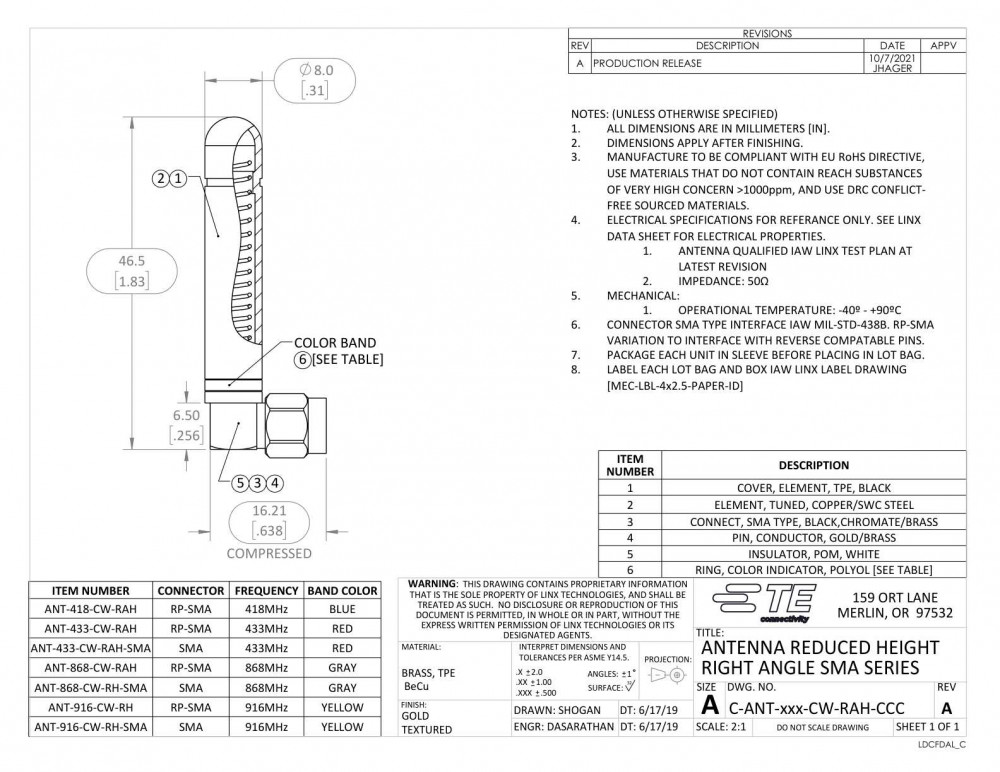 ANT-418-CW-RAH antenna technical drawing