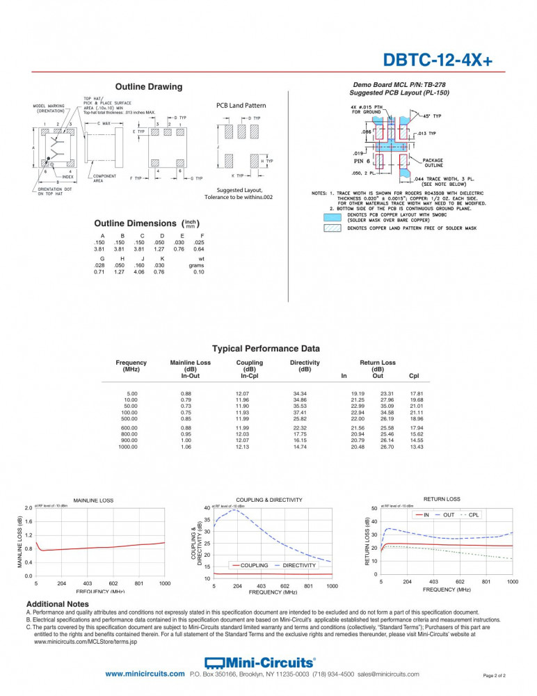 DBTC-12-4X+ outline and typical performance page
