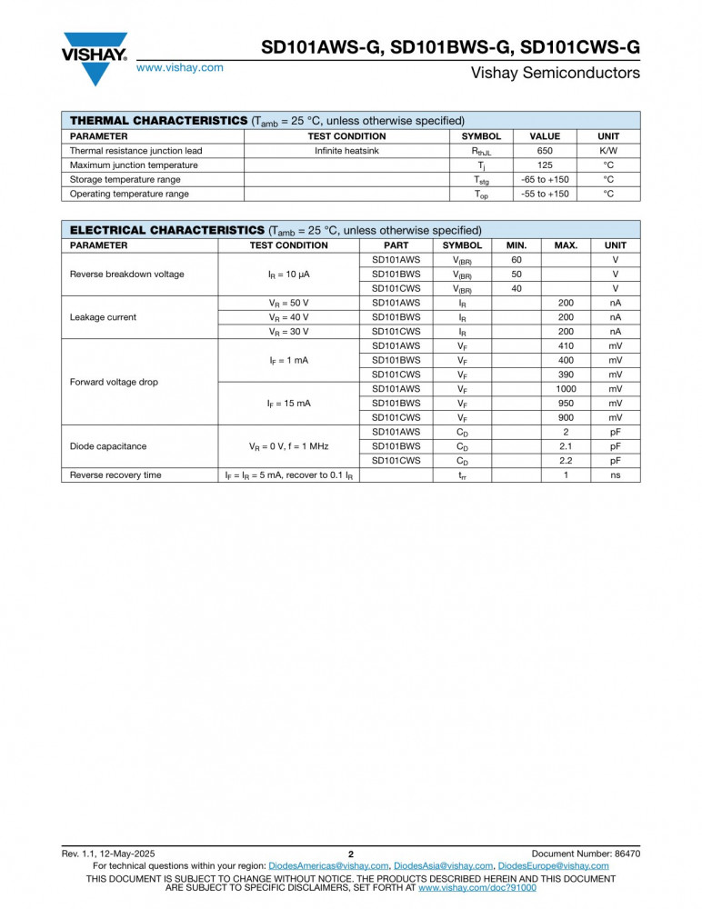 Vishay SD101 datasheet page 2