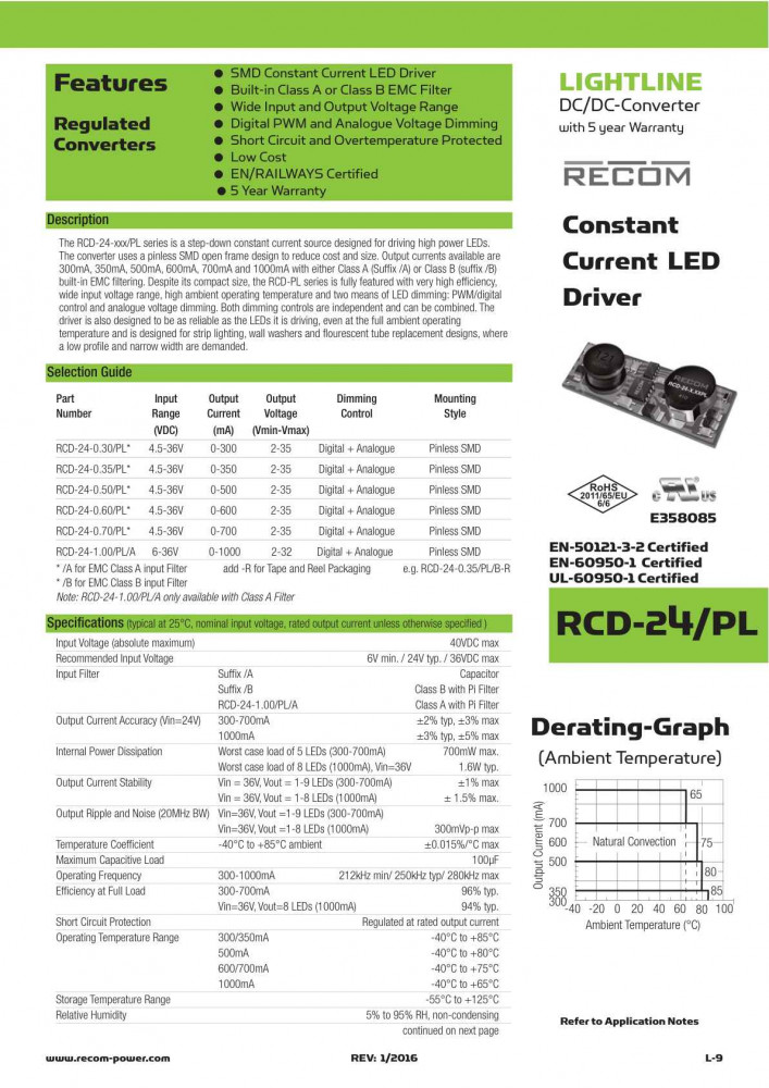 RCD-24/PL series datasheet page 1