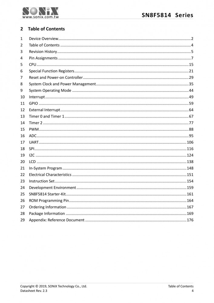 SN8F5814 datasheet page 4