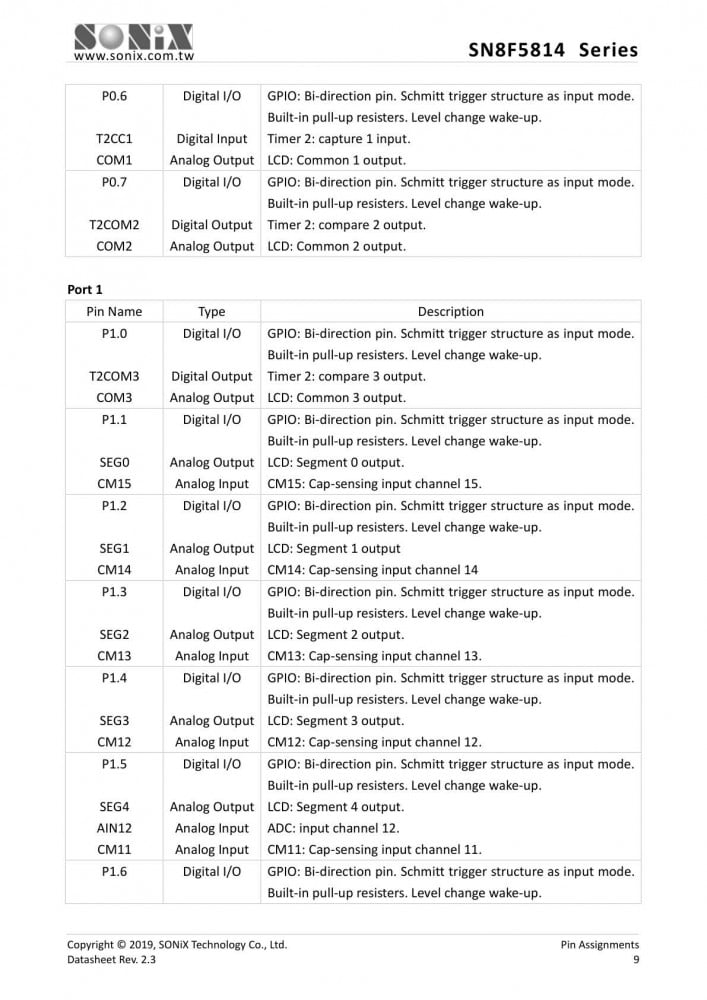 SN8F5814 datasheet page 9