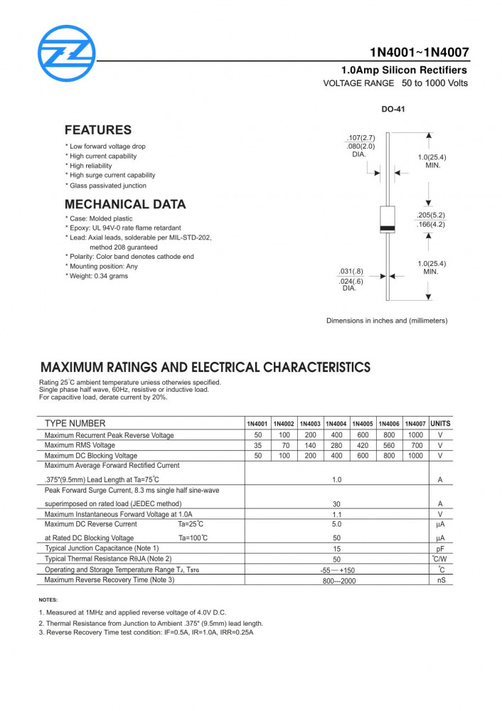 baocheng 1N4004 datasheet page 1