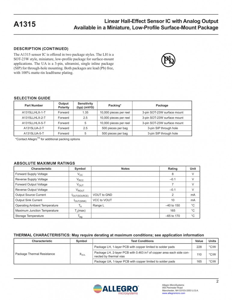 A1315 datasheet page 2