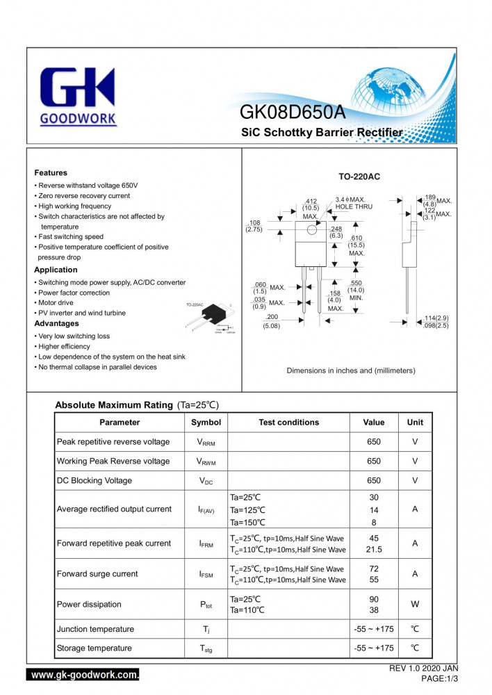 GK08D650A technical document page 1