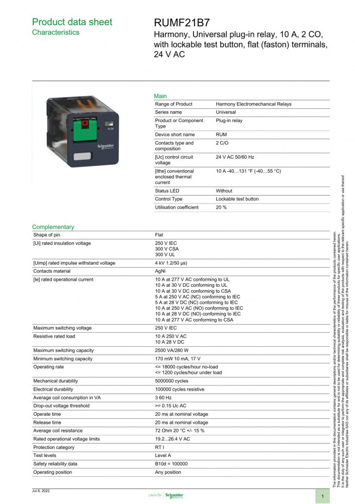 RUMF21B7 technical document page 1