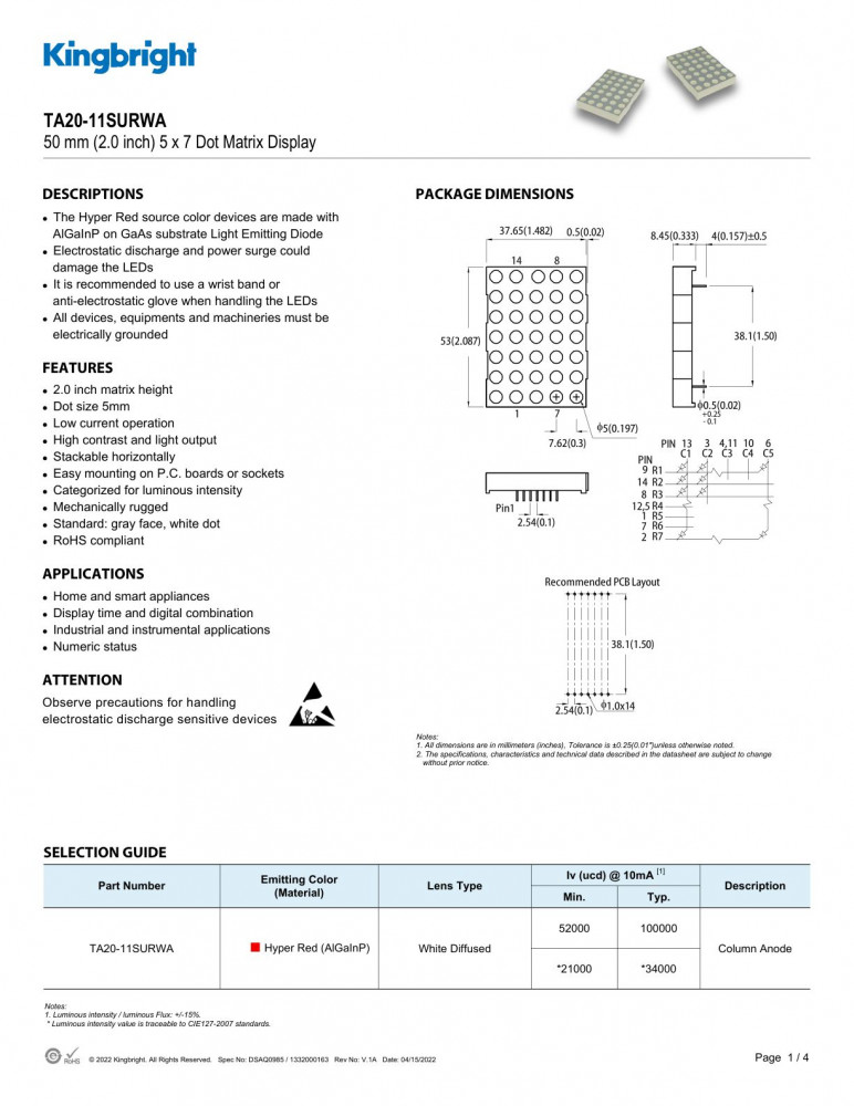 TA20-11SURWA datasheet page 1