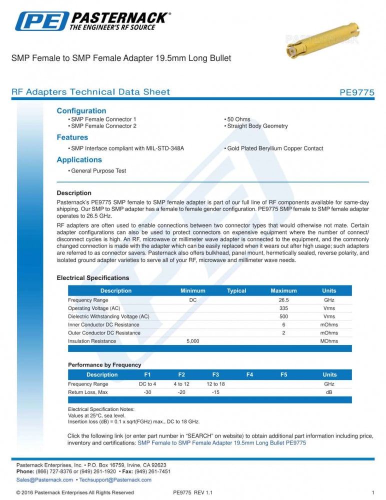 PE9775 technical document page 1